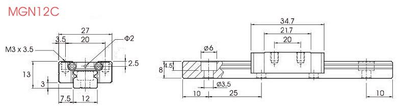 Рельса MGN-12 с линейным модулем MGN-12С купить в Москве - цены ...